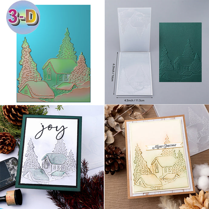 3D Embossing Folder Winter Village and Sunburst Background For Adding ...