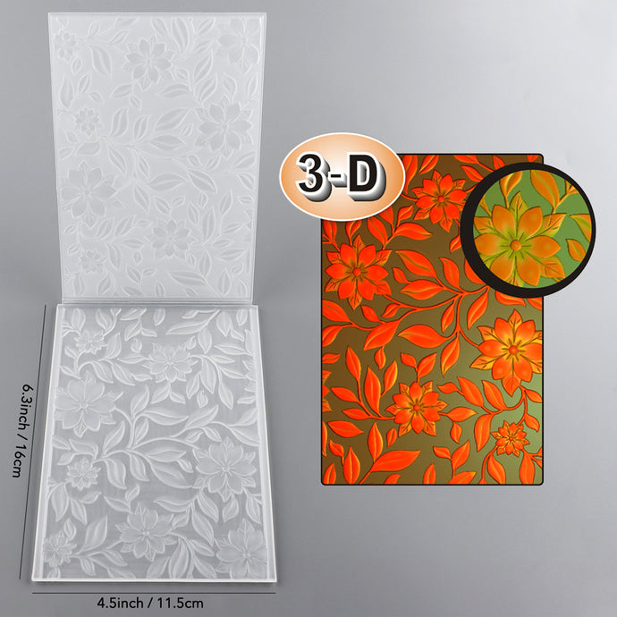 3D Embossed Folder Blooming Flowers and Leaves Pattern For Card DIY Ad ...