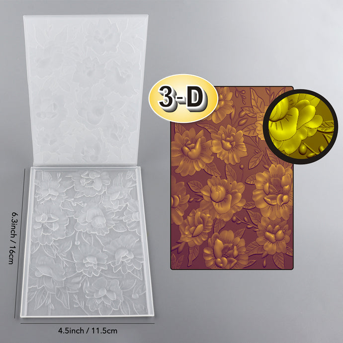 Blooming Flowers Roses Pattern 3D Embossed Folder For Card DIY Adding ...