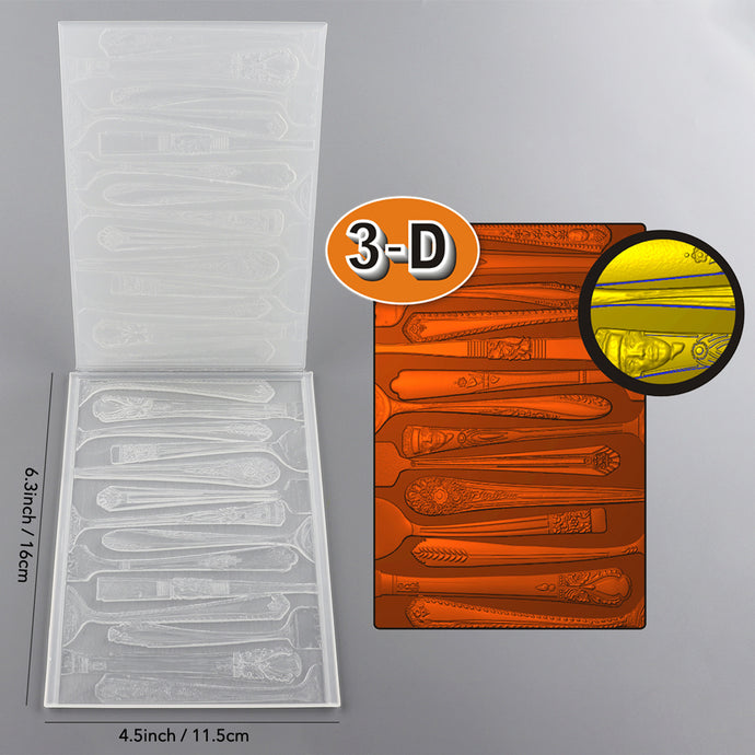 3D Embossed Folder Cutlery Knife and Spoon Pattern For Card DIY Adding ...