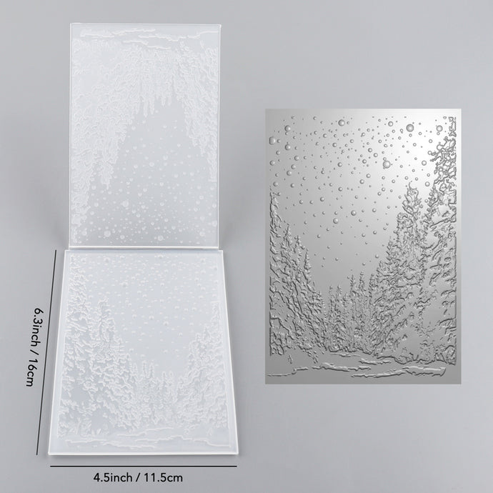3D Embossed Folder Snowy Forest Glade Pattern Background For Card DIY ...