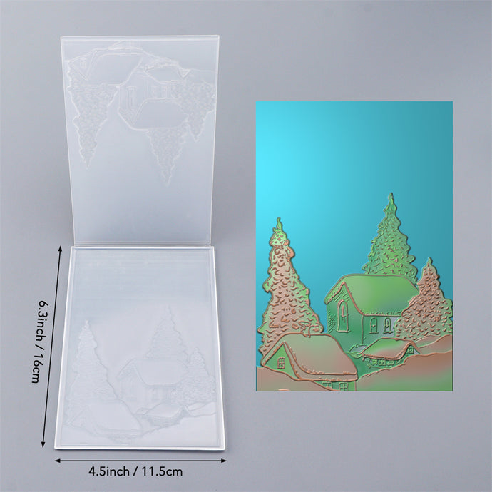 3D Embossing Folder Winter Village and Sunburst Background For Adding ...