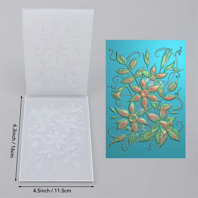3D Embossed Folder Flowers and Leaves Background Pattern For Card DIY ...