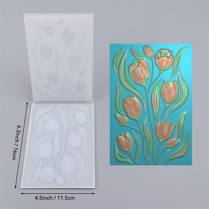 3D Embossed Folder Tulip Garden Patterns Background For Card DIY Addin ...