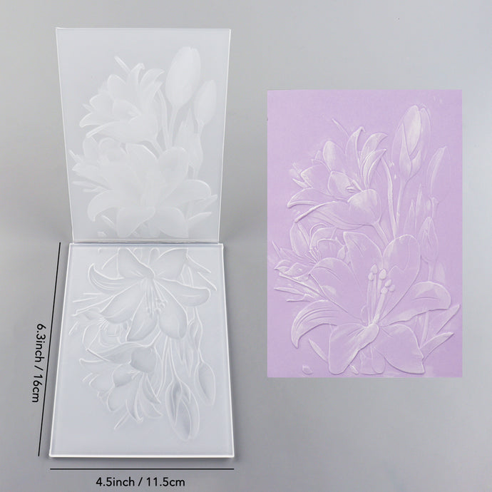3D Embossed Folder Beautiful Lily Flowers Pattern For Card DIY Adding ...