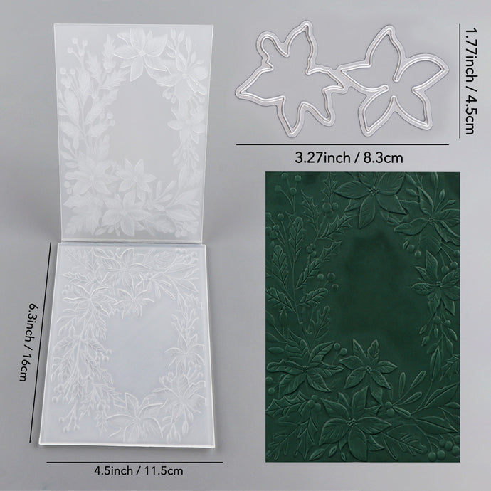 3D Embossed Folder Poinsettia Corner Pattern And Cutting Die For Card ...